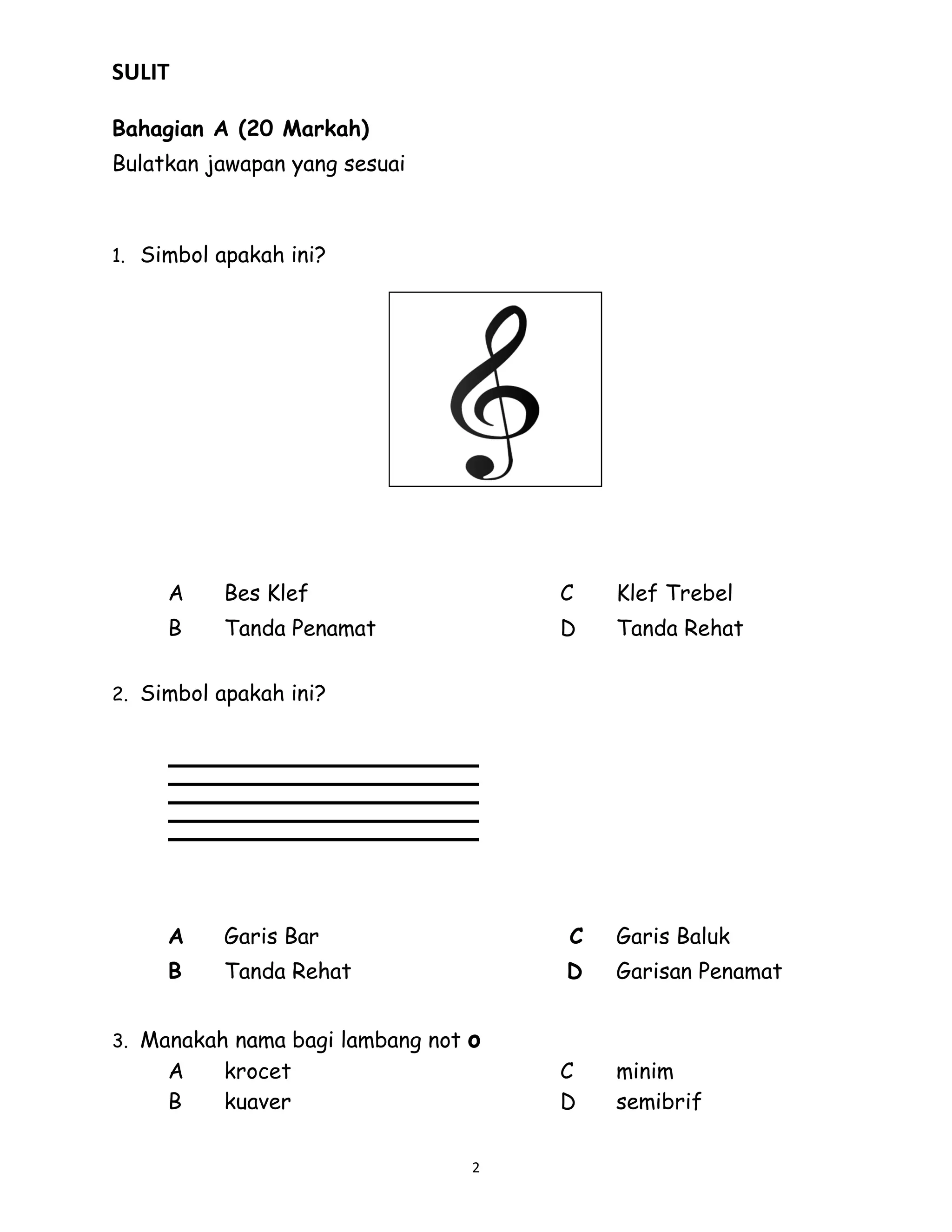 Dunia Muzik Tahun 4 | Ujian Pertengahan Tahun | PDF