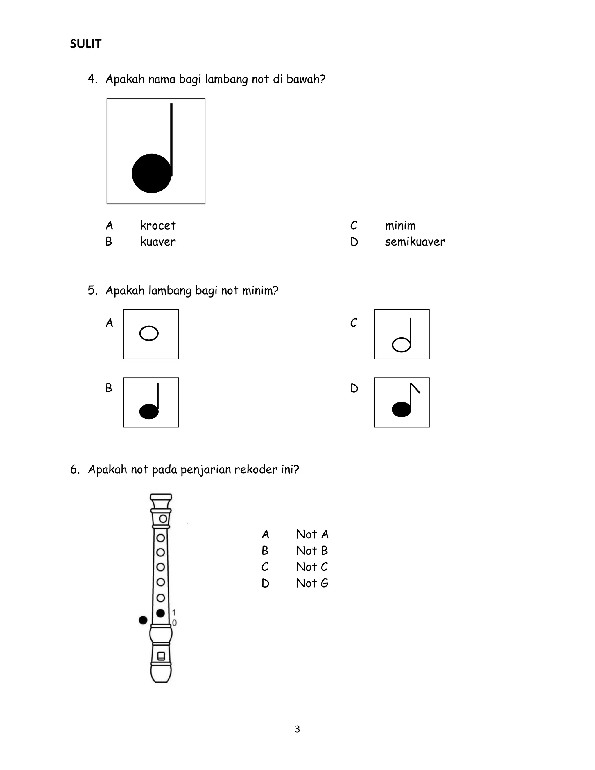 Dunia Muzik Tahun 5 | Ujian Pertengahan Tahun | PDF