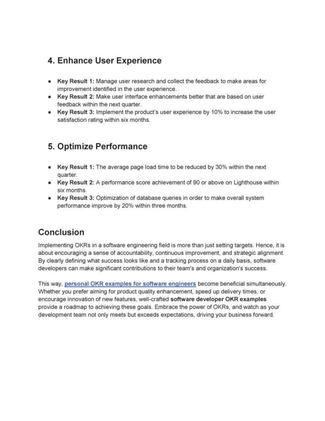 Okr Examples For Software Development Team | PDF