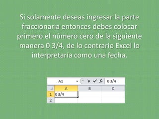 FRACCIONES EN EXCEL | PPTX