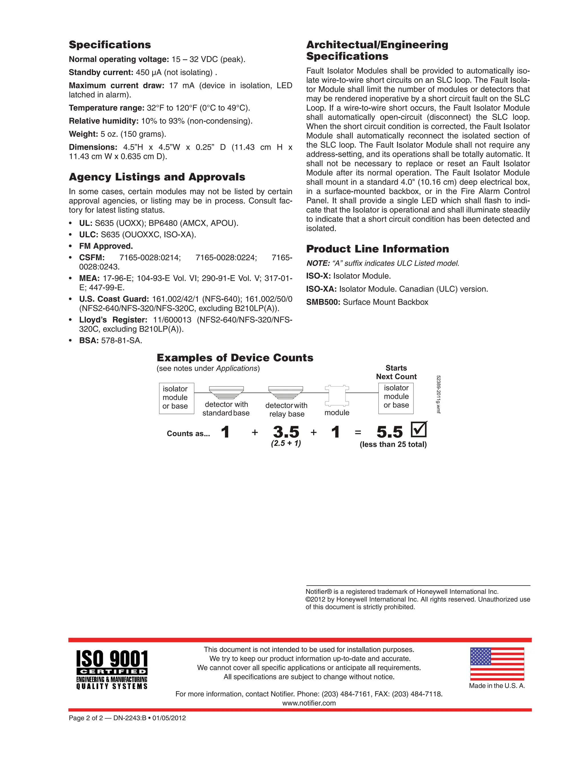 DN_2243_HOneywell notifier - isolation module | PDF