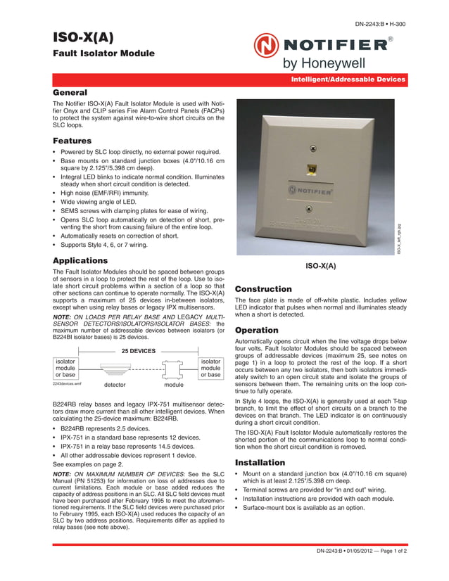 DN_2243_HOneywell notifier - isolation module | PDF | Technology & Computing