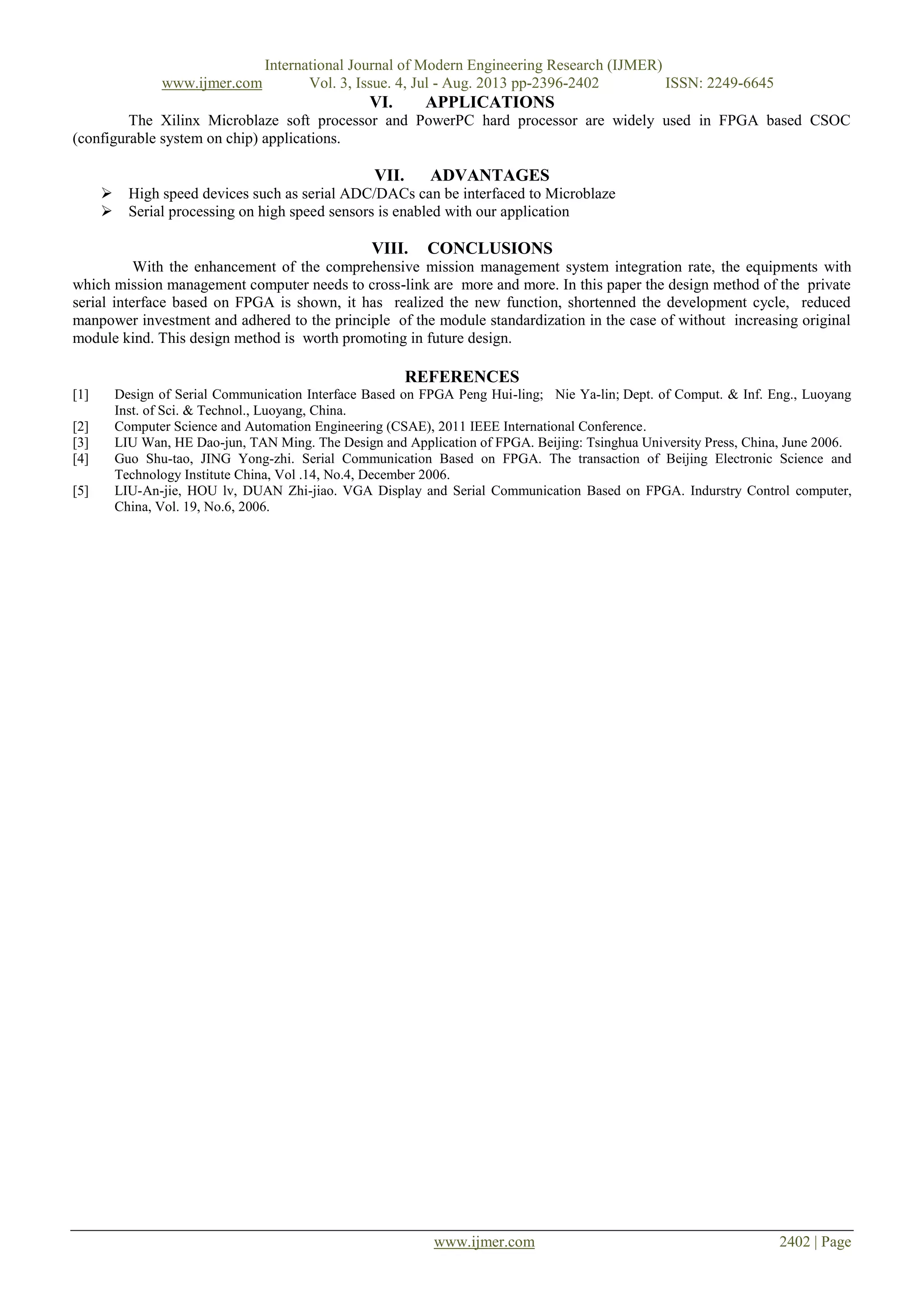 High speed customized serial protocol for IP integration on FPGA based SOC applications | PDF ...
