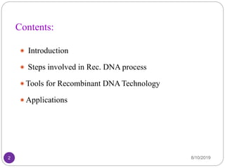 RECOMBINANT DNA TECHNOLOGY | PPTX