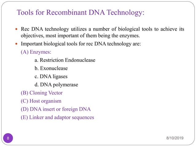 RECOMBINANT DNA TECHNOLOGY | PPTX | Biotech and Biomedical Industry ...