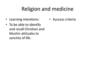 Religion and Medicine- Lesson 1- intro | PPTX