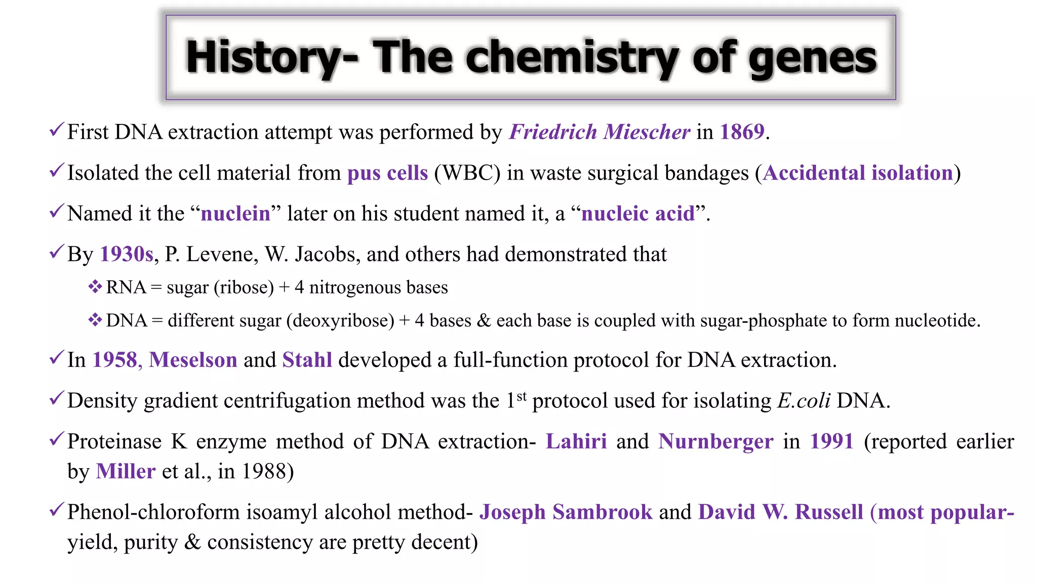 Dna Basics On Isolation Quantification Storage Pptx Biological Sciences Science