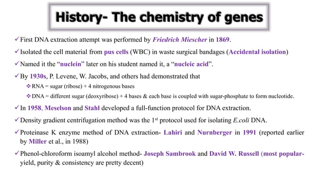 Dna Basics On Isolation Quantification Storage Pptx Biological Sciences Science
