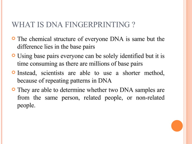 Dna Fingerprinting And Forensic Applications | PPT