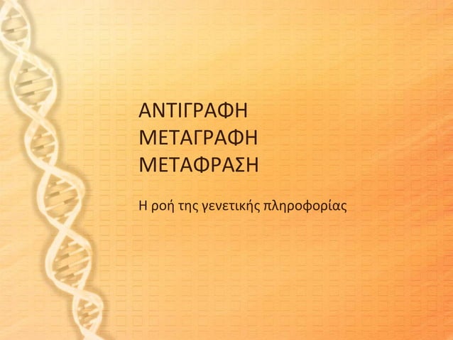 Αντιγραφή, μεταγραφή, μετάφραση: Η ροή της γενετικής πληροφορίας | PPT