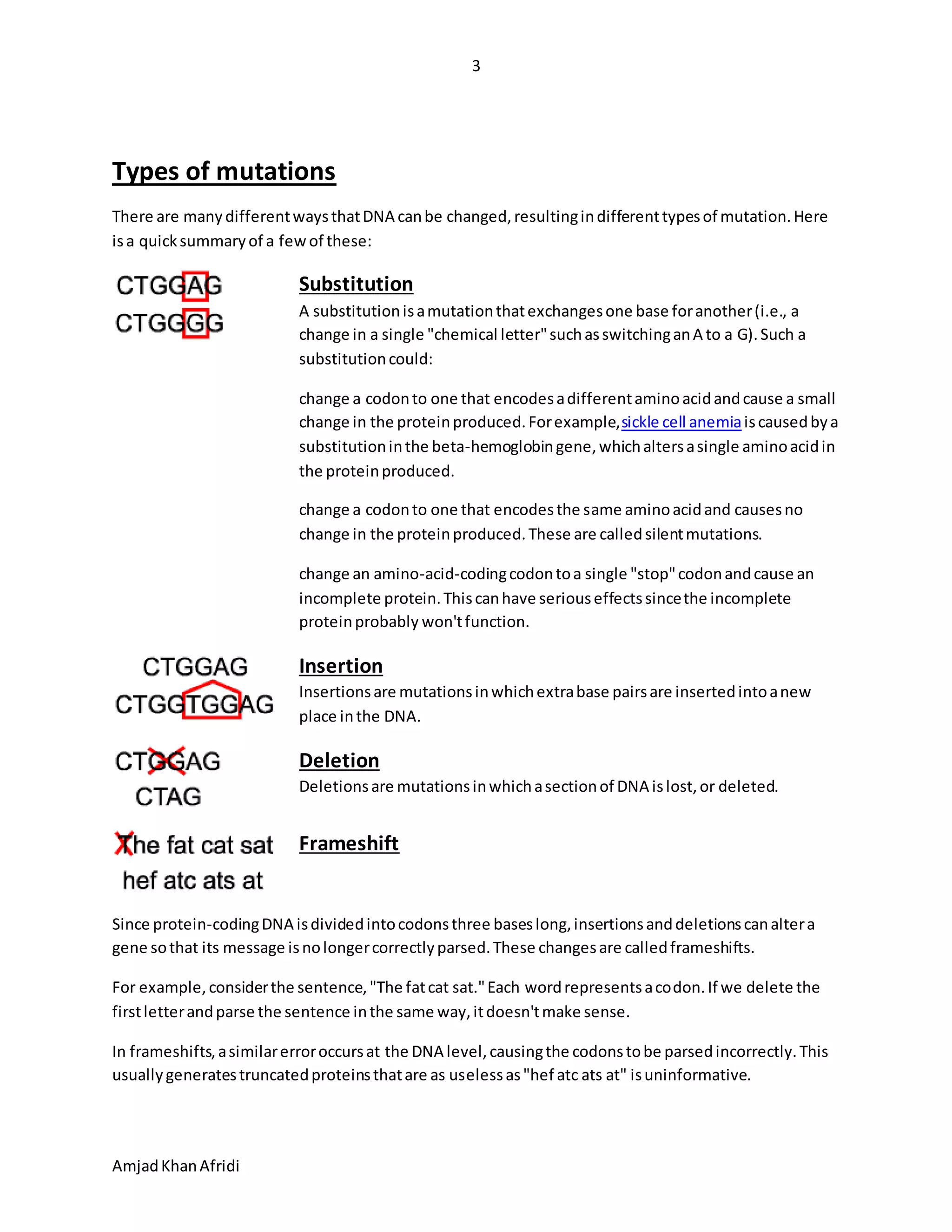 Dna and mutation | DOCX
