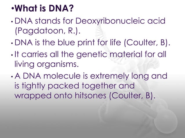 A Brief introduction to DNA and its structure.