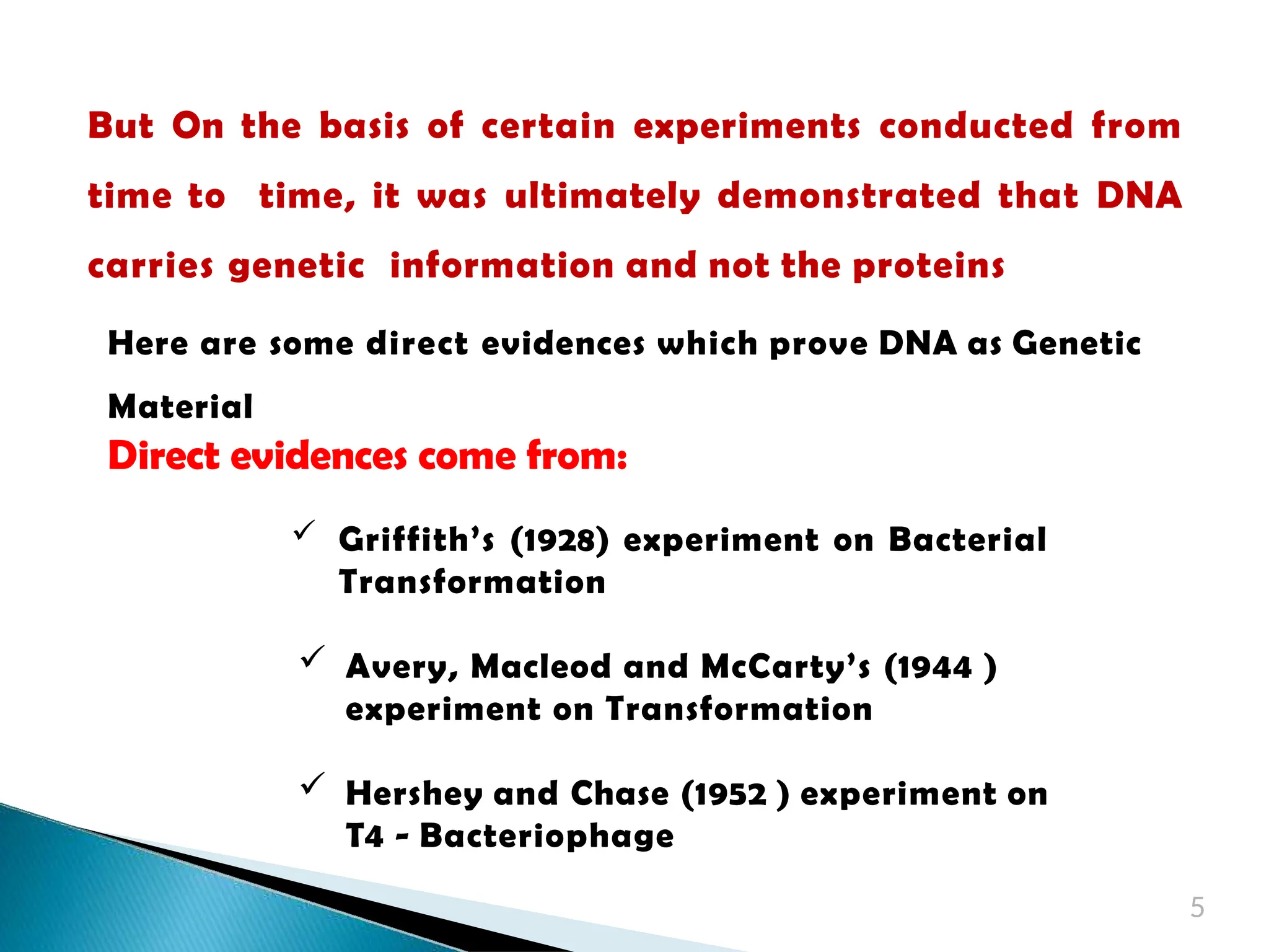 DNA as a genetic material- Experimental Evidences.pptx