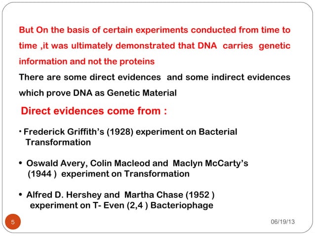 Dna as genetic material | PPT | Genetics | Science