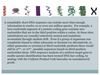 DNA Bar-code to Distinguish the Species | PPTX | Biological Sciences ...