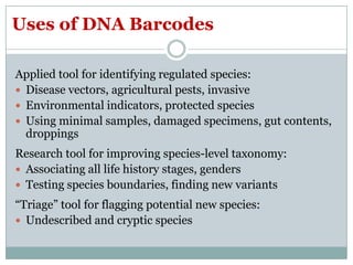 DNA Bar-code to Distinguish the Species | PPTX