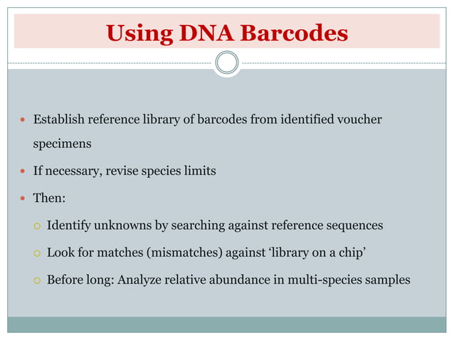 DNA Bar-code to Distinguish the Species | PPTX | Biological Sciences ...