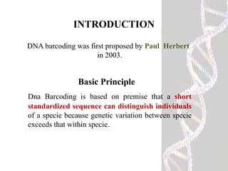 Dna barcoding | PPTX