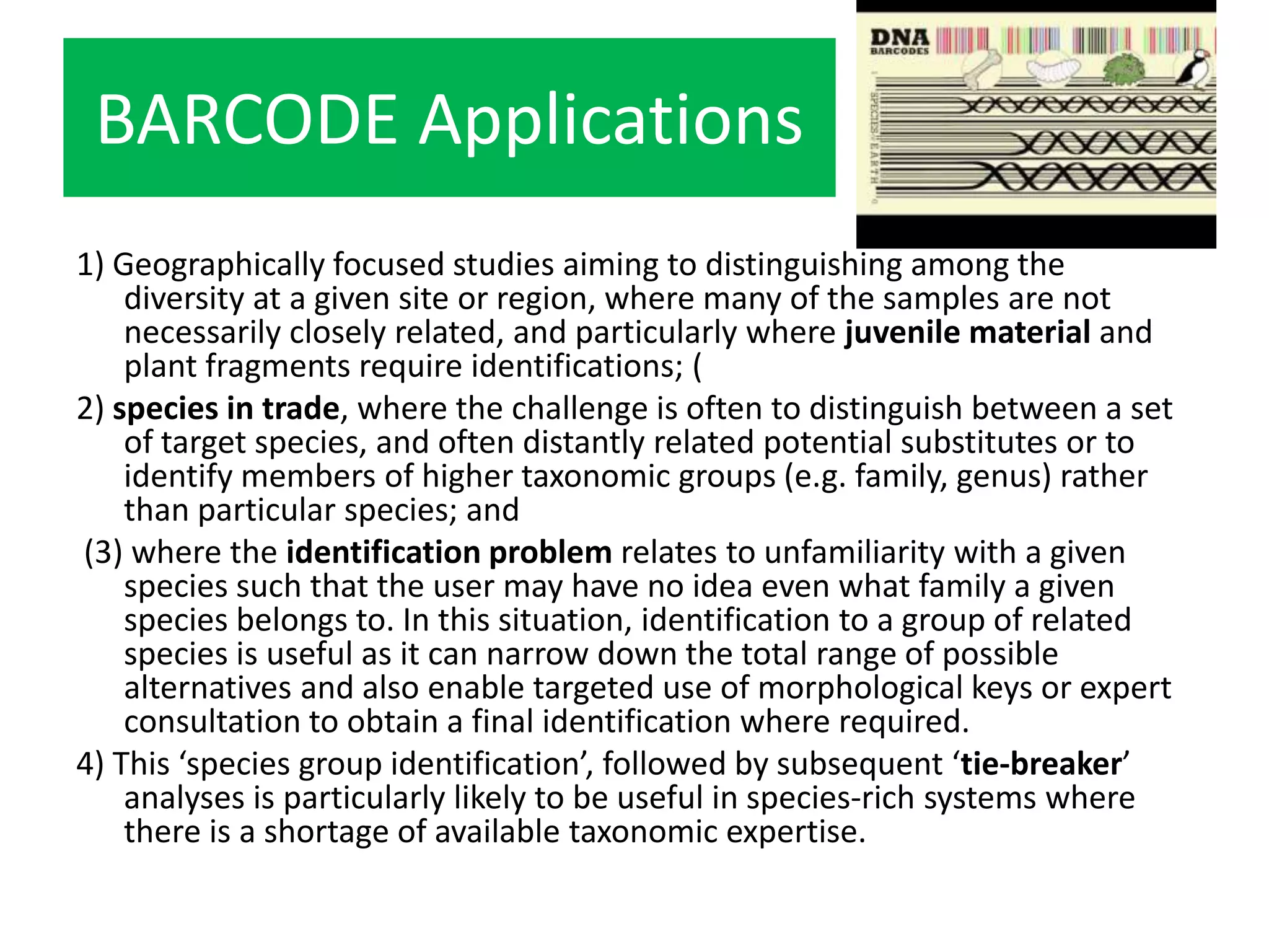 Use of DNA barcoding and its role in the plant species/varietal ...