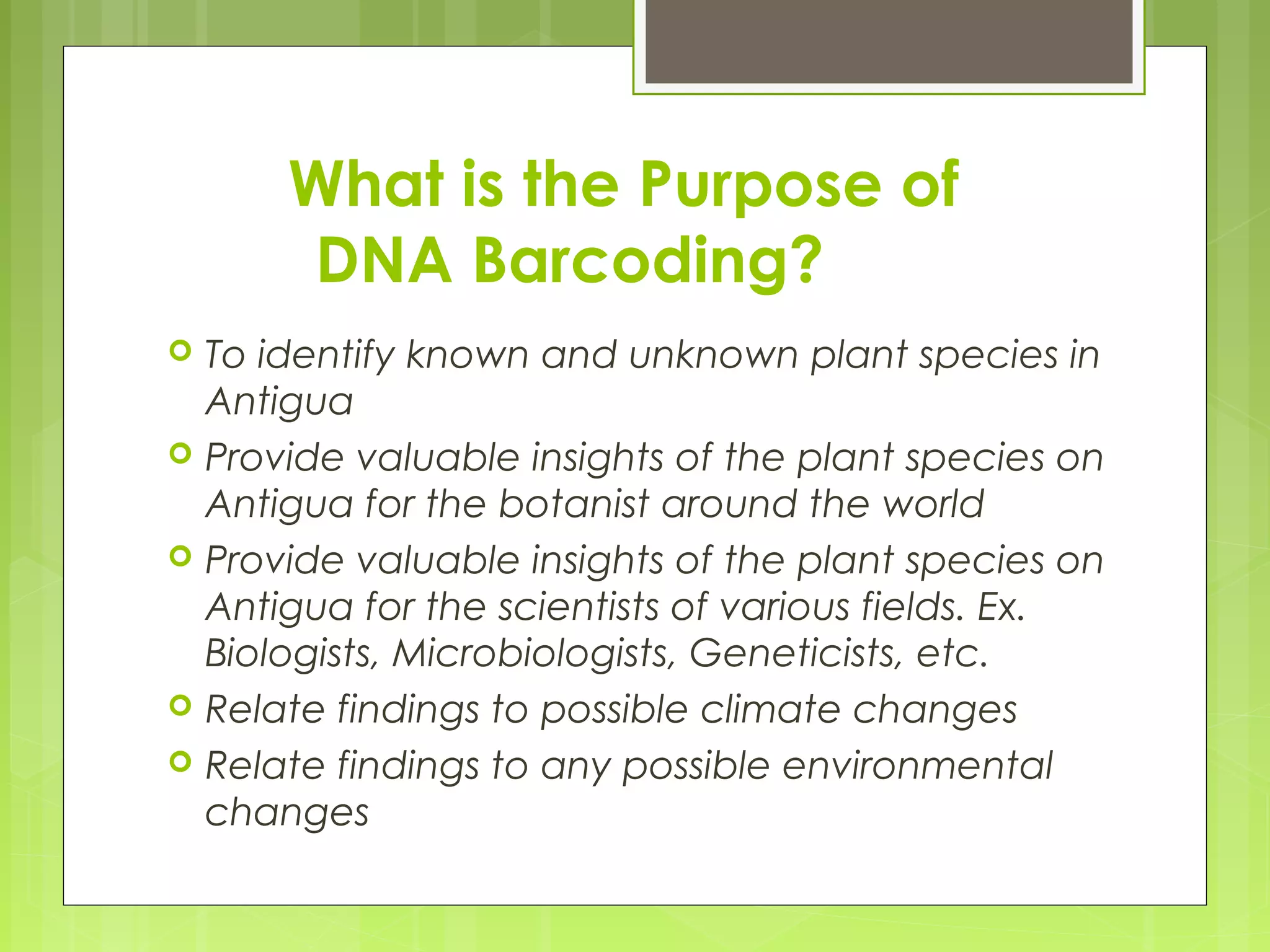 Dna barcoding project -Blue Waters | PPT