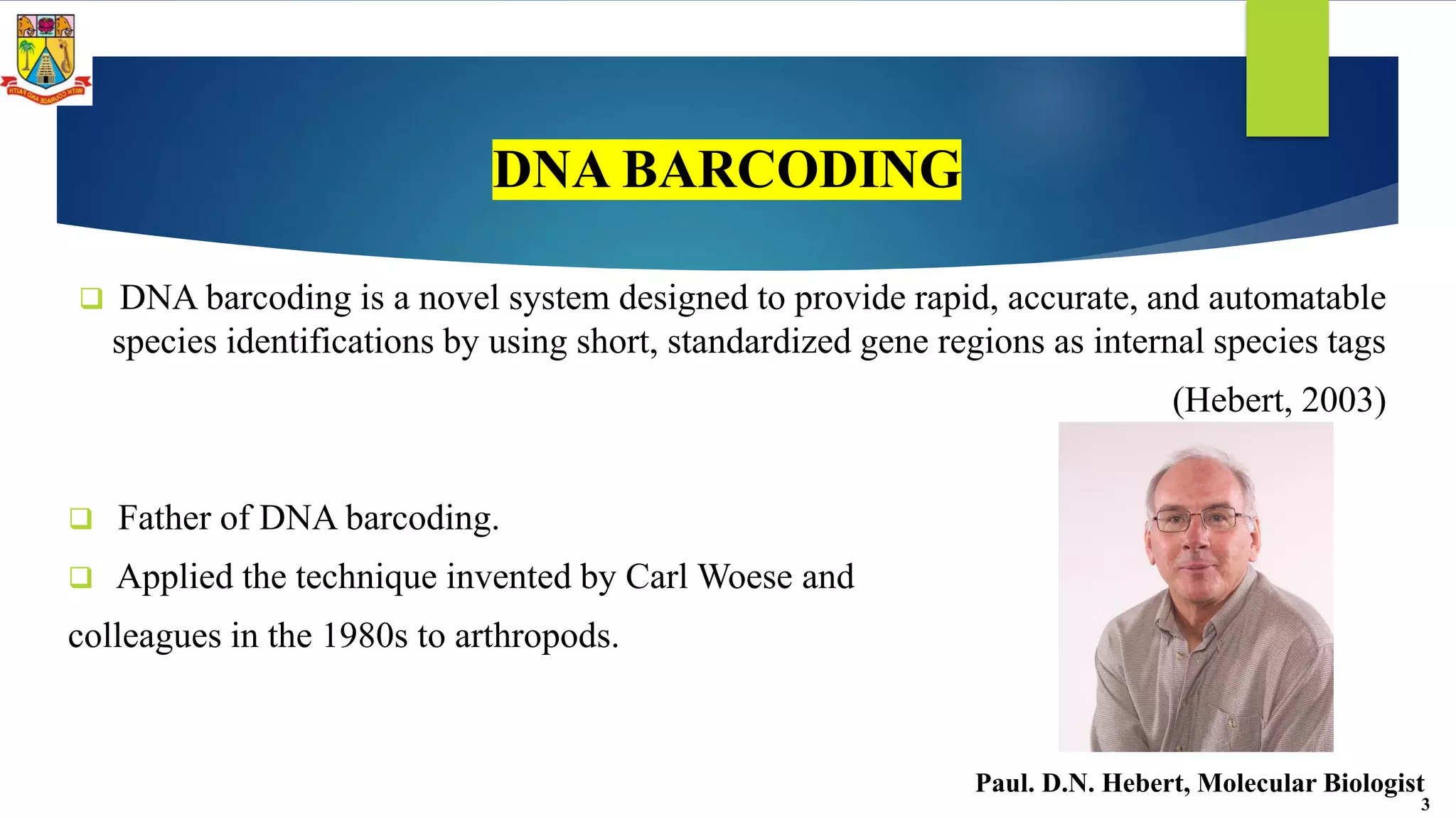 DNA barcoding techniques in insect diagnosis ppt | PDF