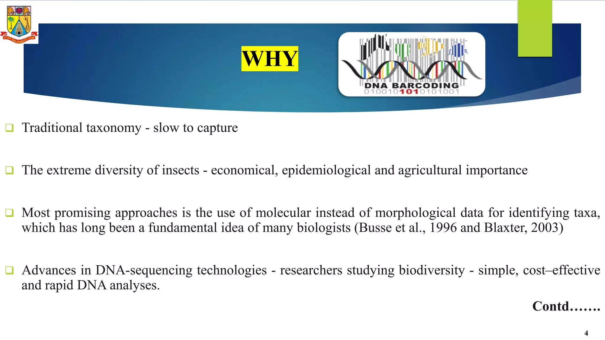 DNA barcoding techniques in insect diagnosis ppt | PDF