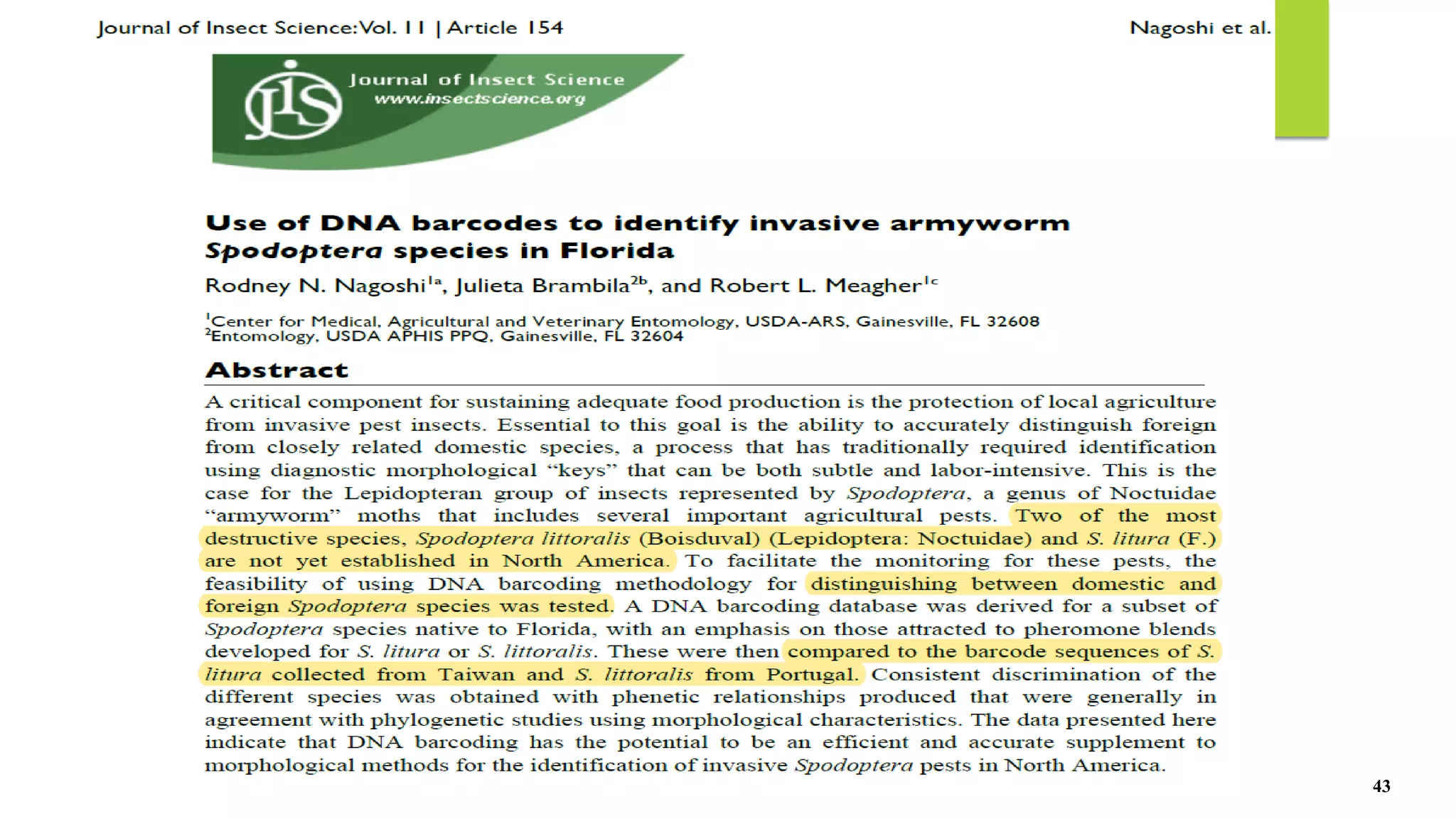 DNA barcoding techniques in insect diagnosis ppt | PDF