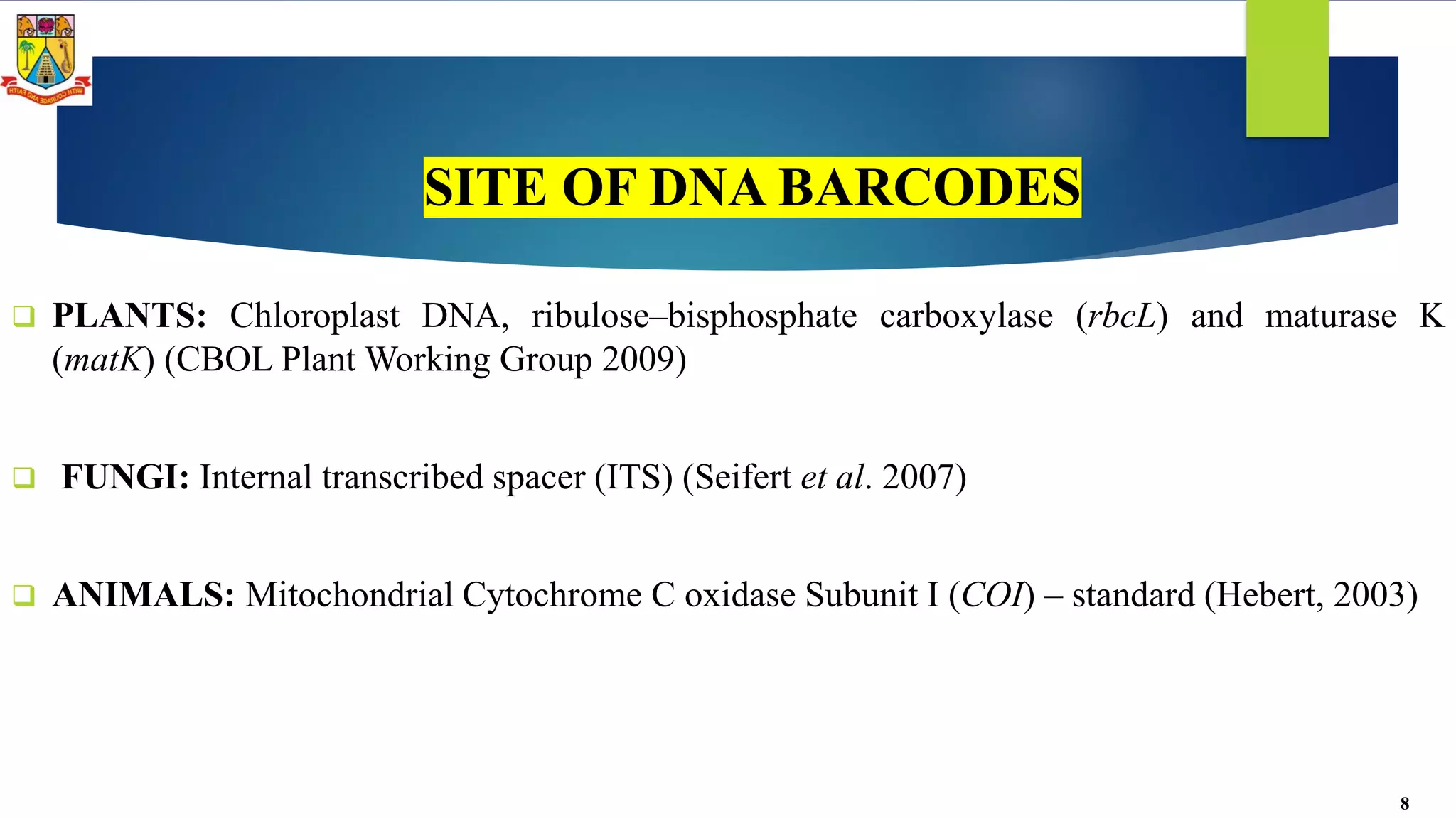 DNA barcoding techniques in insect diagnosis ppt | PDF