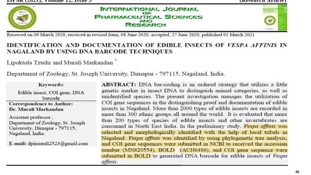 DNA barcoding techniques in insect diagnosis ppt | PDF | Biological ...