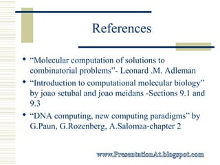 Dna computing | PPT | Genetics | Science