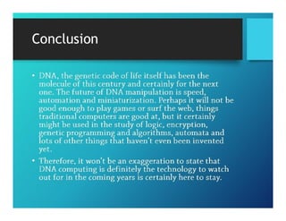 Dna computing pdf | PPT