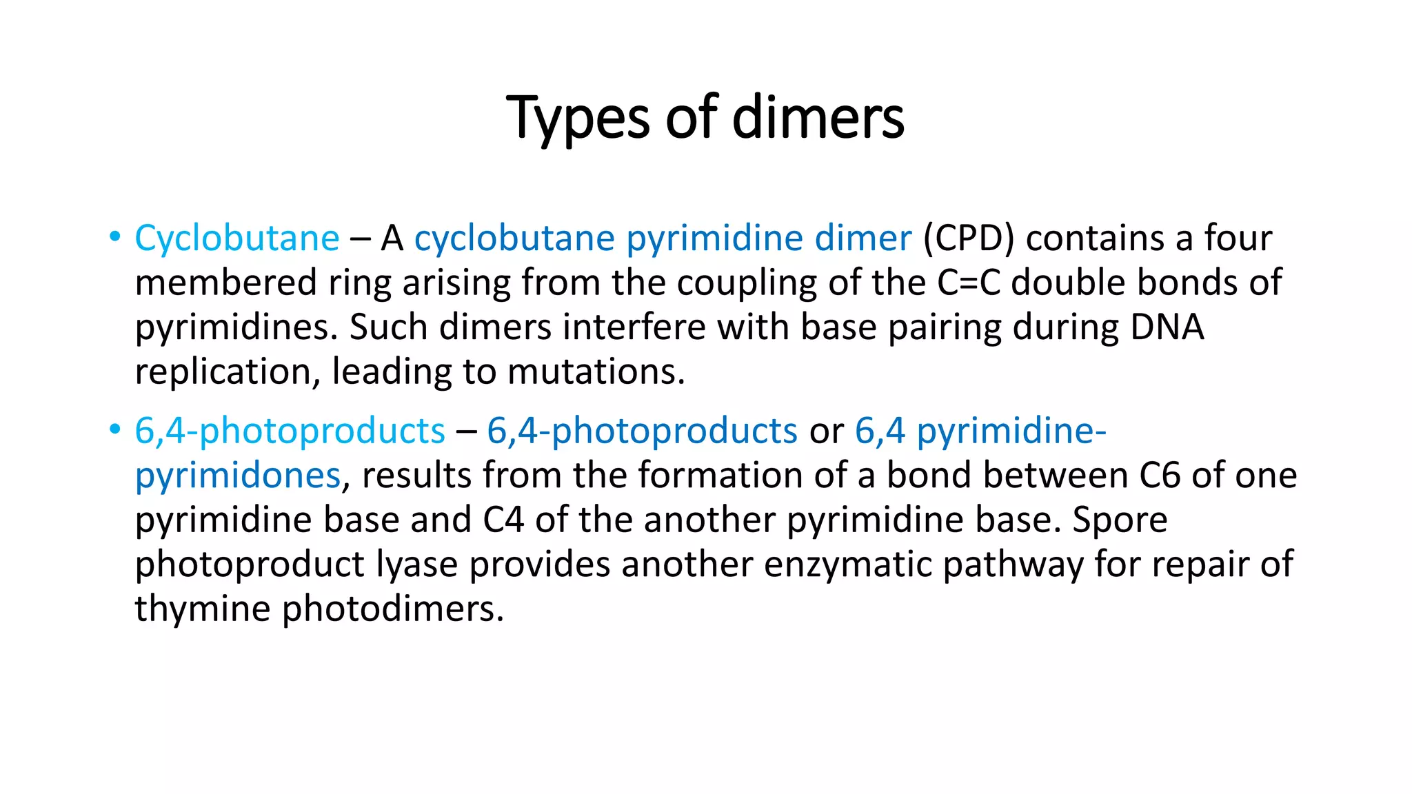 Dna damage and repair (Photoreactivation) | PPTX