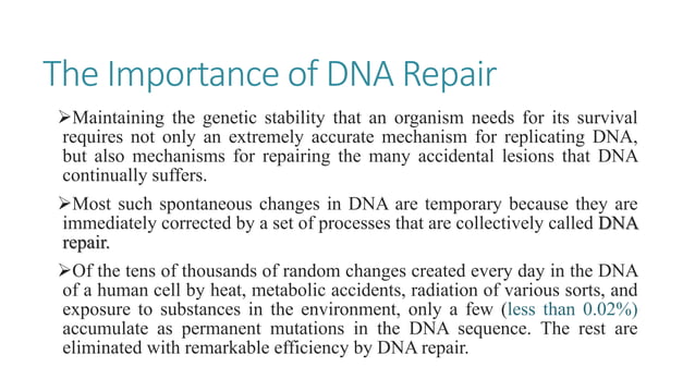 DNA damage and repair.pptx DNA repair Mechanism DNa repair Mechanism | PPT