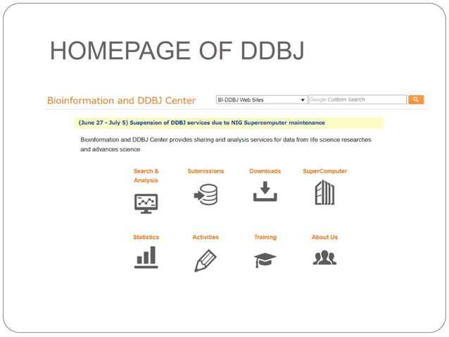DNA data bank of japan (DDBJ) | PPTX | Databases | Computer Software ...
