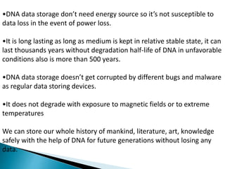 DNA as memory storage device | PPT