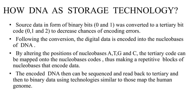DNA digital data storage.pptx | Data Storage and Warehousing | Computing