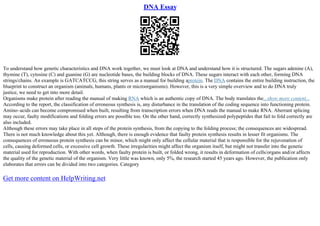 Dna Discovery Essay | PDF