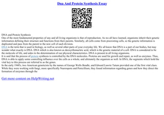 Dna Discovery Essay | PDF