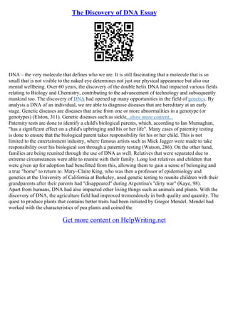 Dna Essay | PDF
