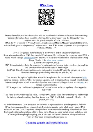 Dna Essay | PDF