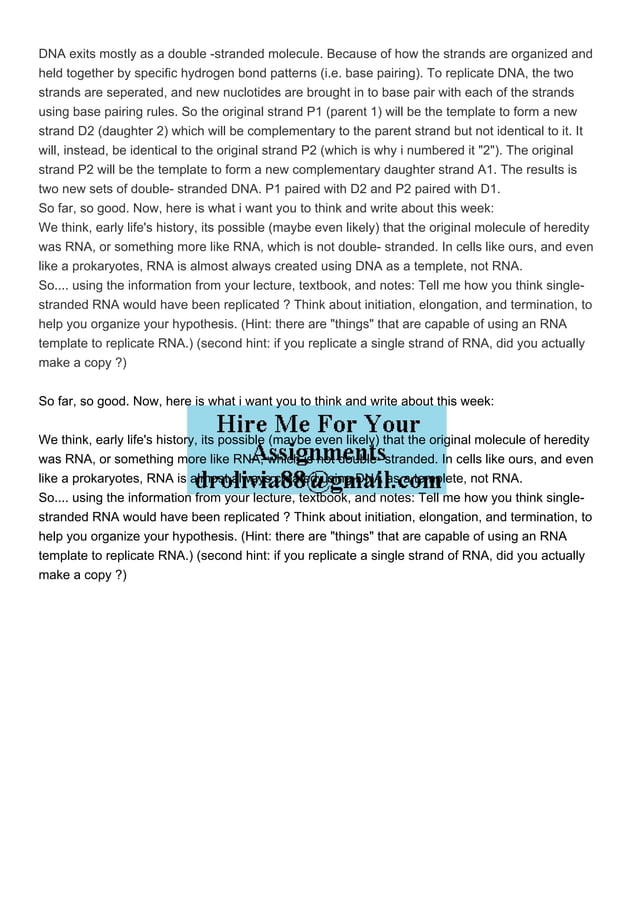 DNA exits mostly as a double stranded molecule Because of .pdf | Free Download