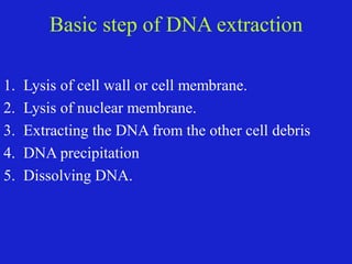 DNA extraction and DNA isolation for Biochemistry | PPT