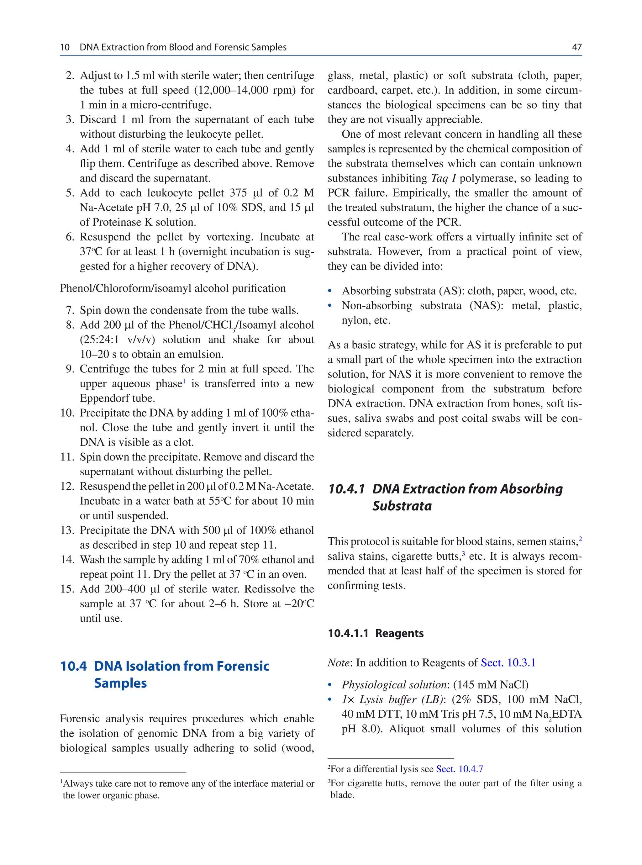 Dna extraction from blood and forensic samples | PDF