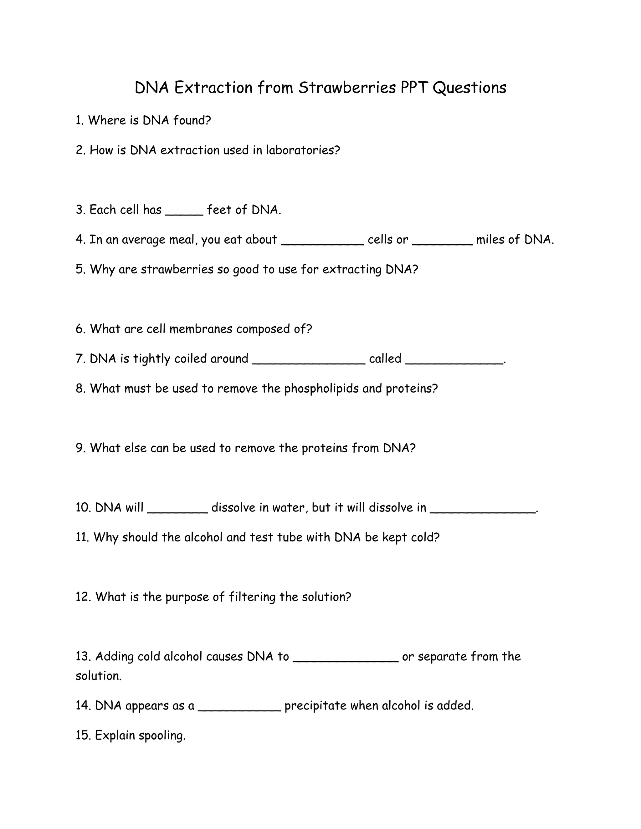 Dna extraction from strawberries ppt questions | DOC | Biological ...
