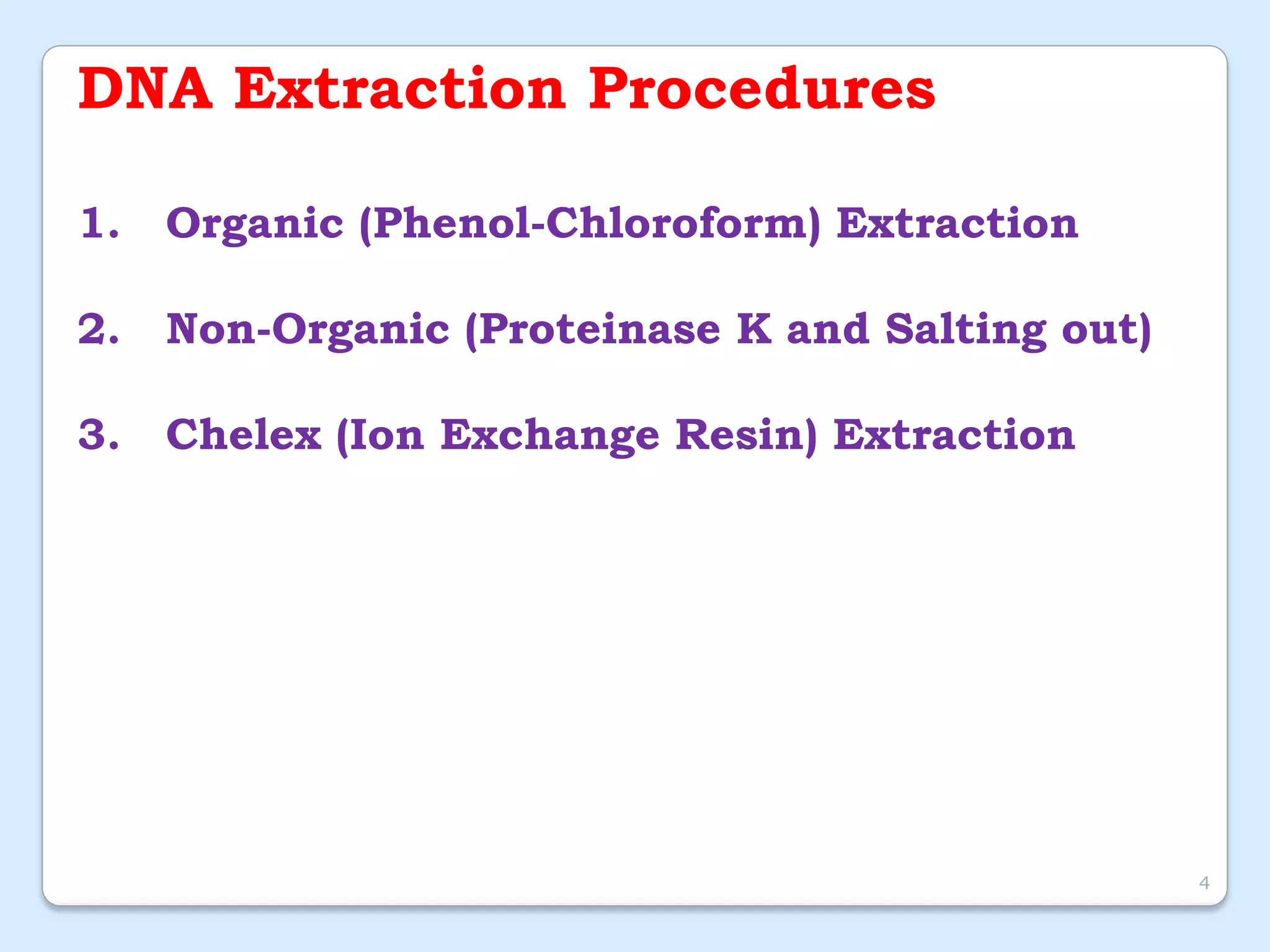 DNA Extraction Methods | PDF
