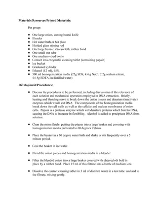 Dna extraction onions | PDF