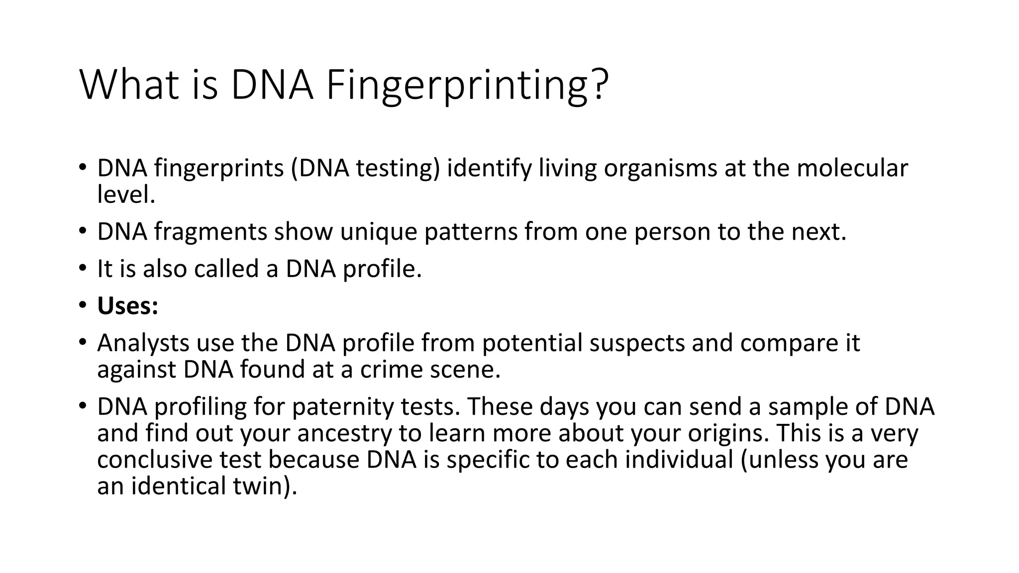 DNA Fingerprinting.pdf principles, working | PDF