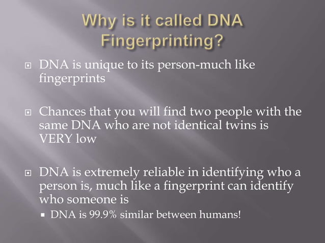Dna fingerprinting science project pp | PPTX | Genetics | Science
