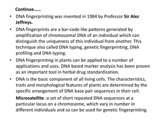 DNA Fingerprinting & its techniques by Shiv Kalia (M.Pharma in ...