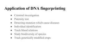 DNA fingerprinting benefits and involvement of modern world | PPTX